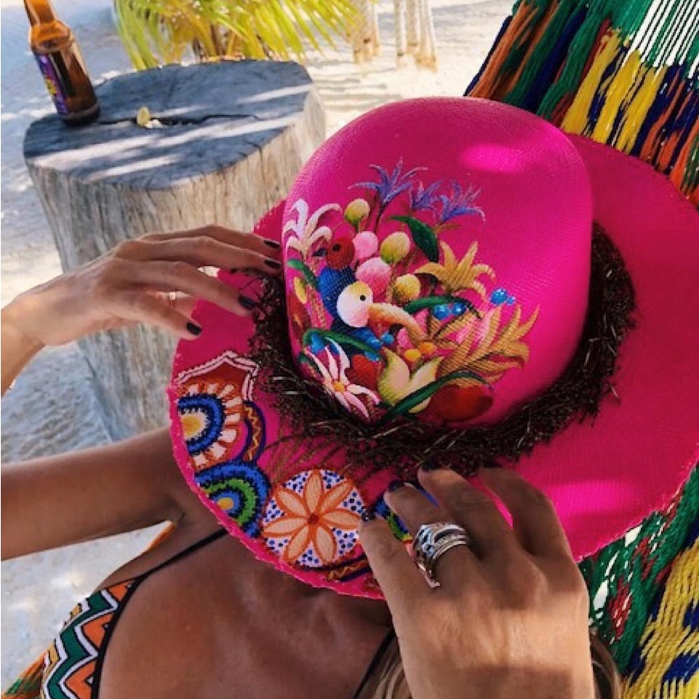 Ibo Maraca Hand Painted Straw Hat - Gem